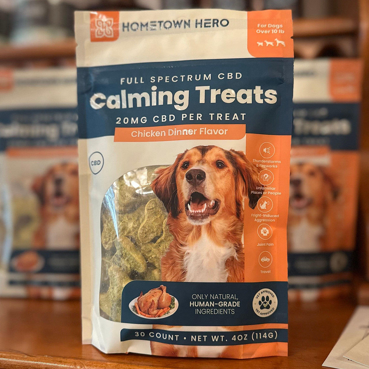 Full Spectrum CBD Dog Treats in Chicken Dinner flavor by Hometown Hero