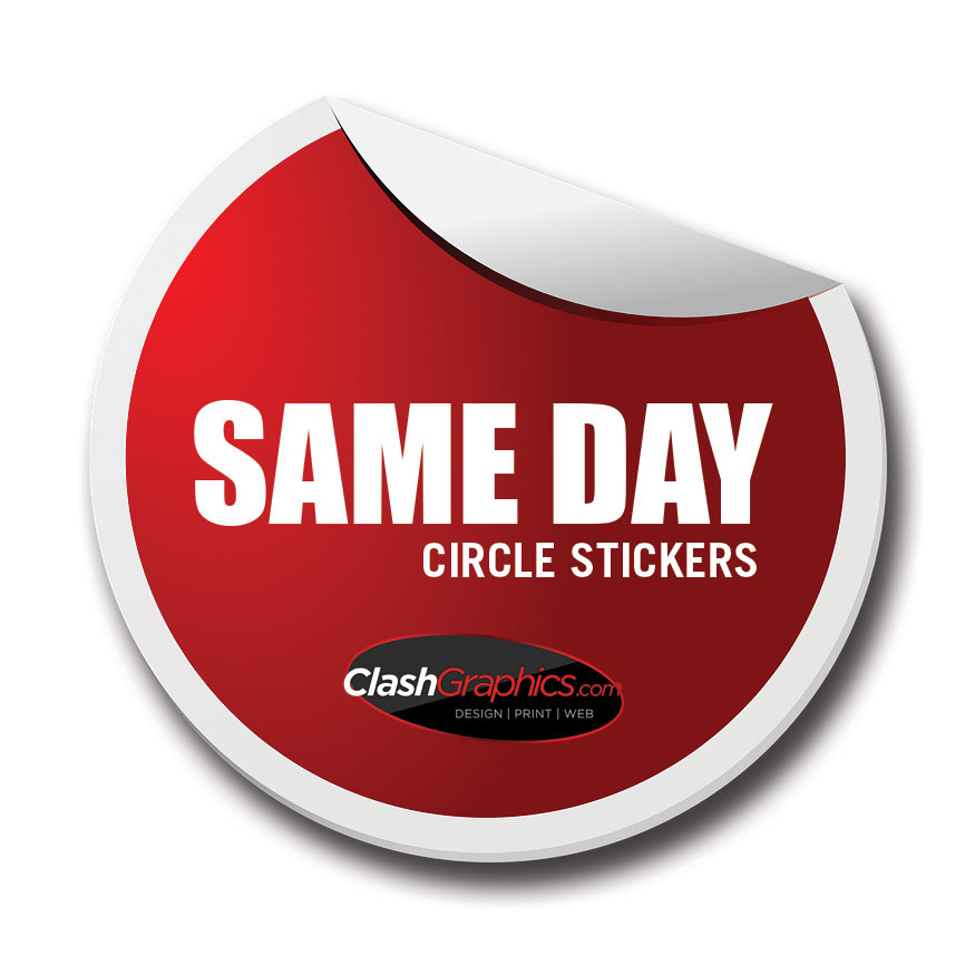 Same Day Circle Stickers - Clash Graphics