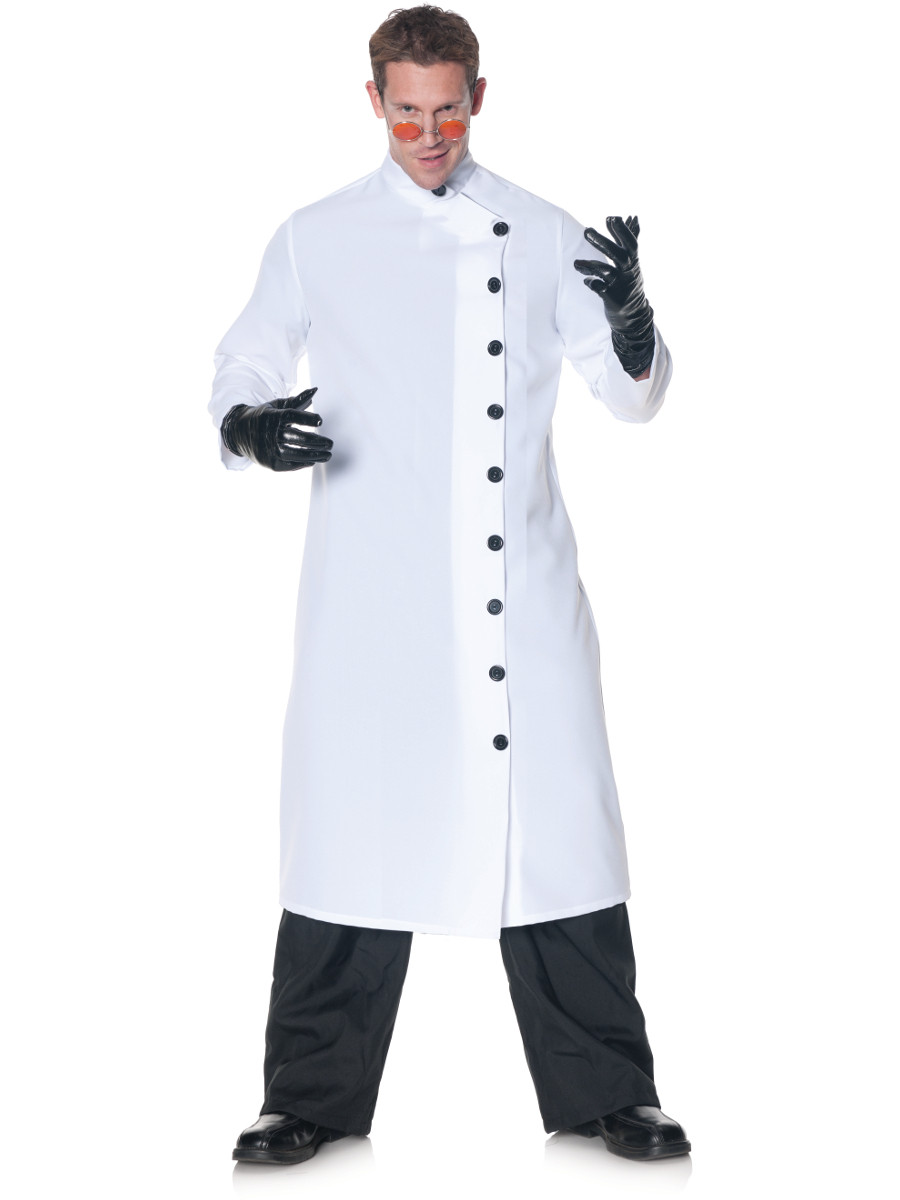 Men's Crazy Mad Scientist Button Up White Lab Coat