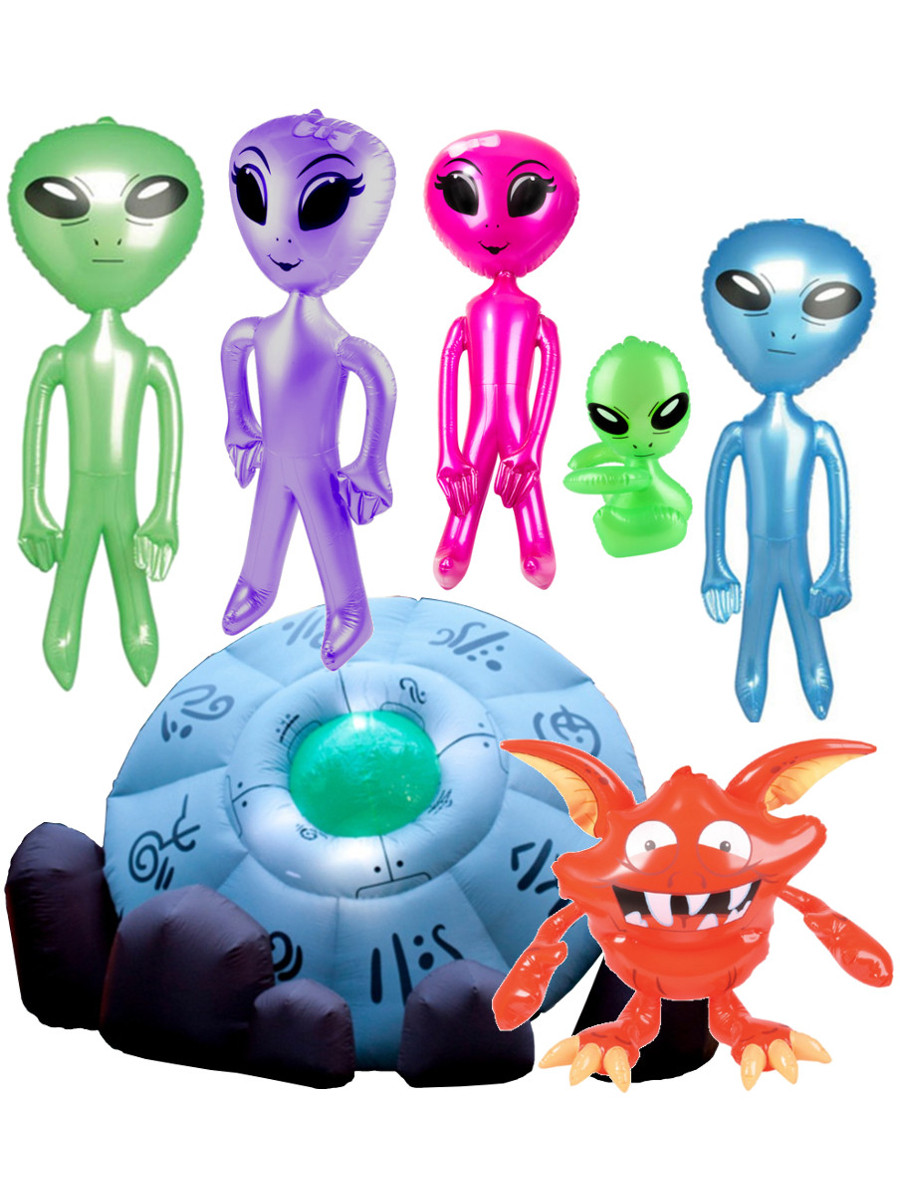 Inflatable Aliens Family And Spaceship Decorations Bundle