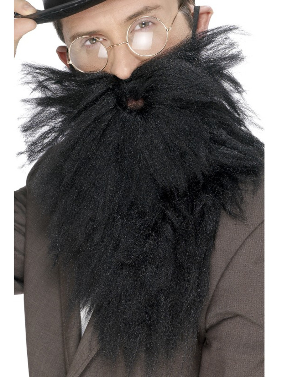 Men's Long Black Bushy Beard And Tash Set
