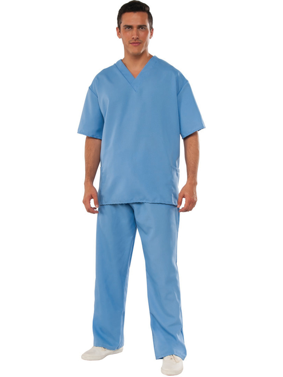 Men's Blue Simulated Surgeon Doctor Scrubs