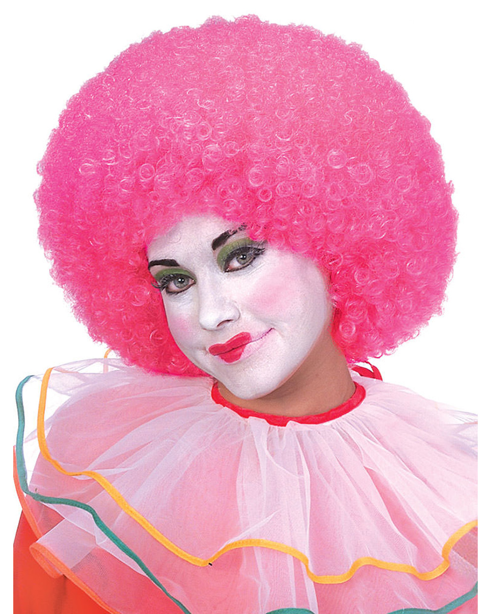 Circus Clown Neon Pink Afro Adult's Wig