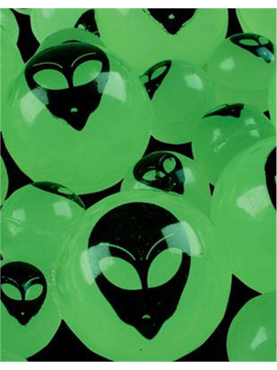 24 Glow In The Dark 1" High Bounce Alien Rubber Balls
