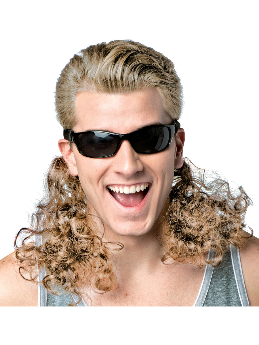 Curly Redneck Blonde Wig Tail Strap With Glasses