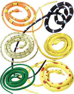 Set of 12 Rubber 36" Coiled Rubber Prop Toy Snakes