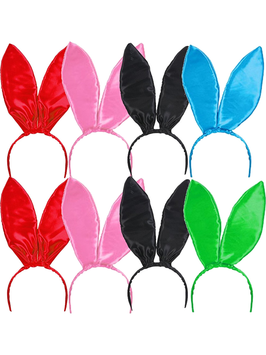 Set Of 12 Assorted Satin Easter Bunny Rabbit Ears