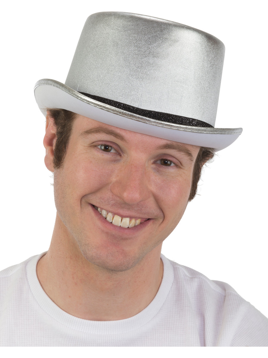 Adults Metallic Silver Top Hat