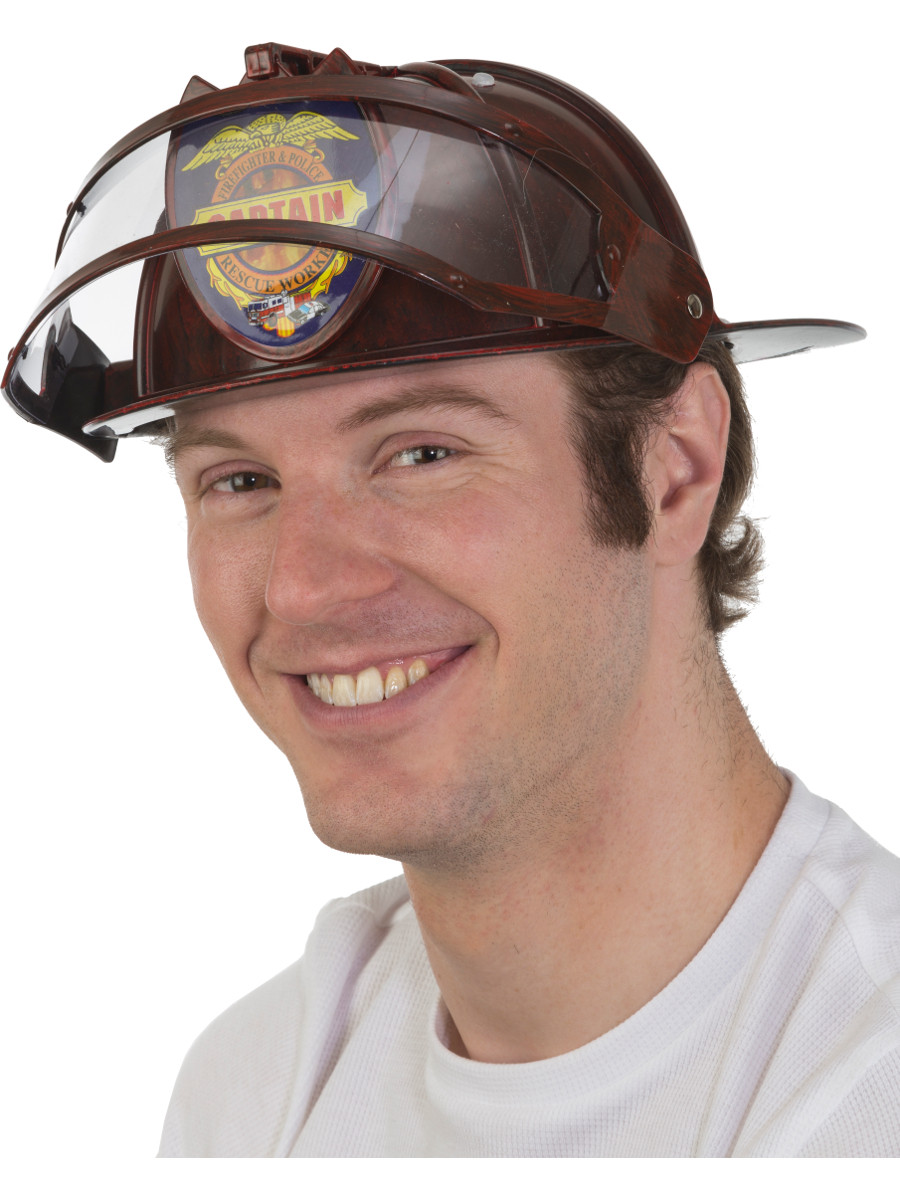 Adults Brushed Red Fireman Captain Hat