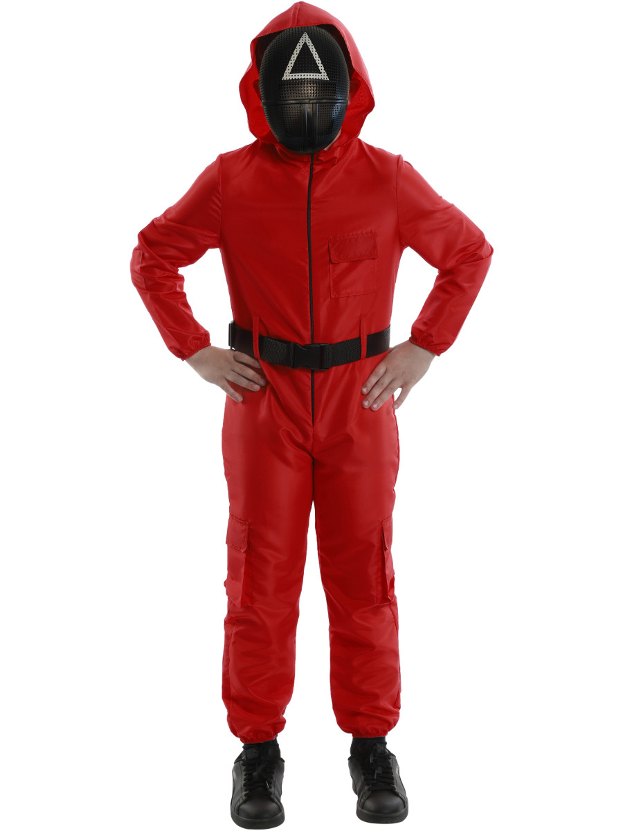 Deadly Kid Game Triangle Supervisor Red Uniform Child's Costume