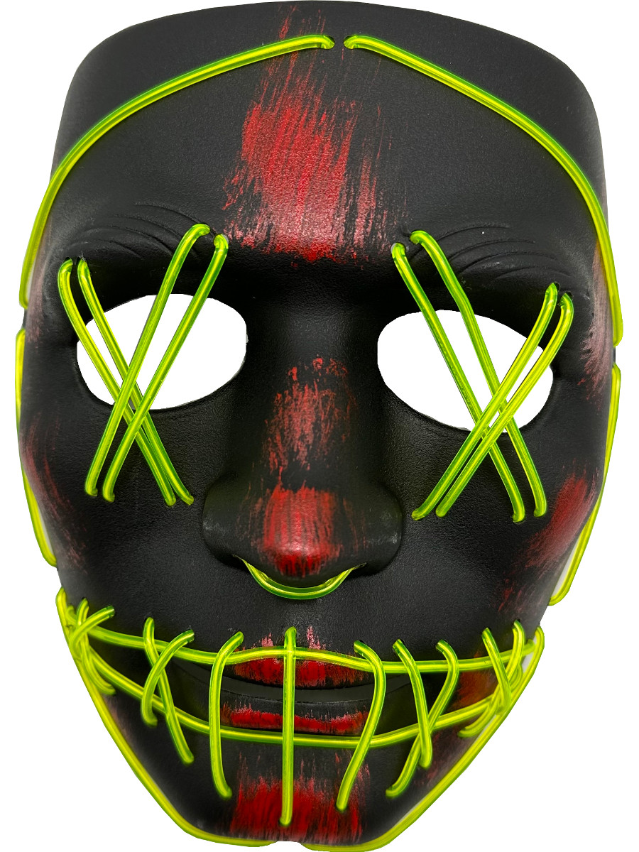 Heavy Cross Hatch Eyes Mask With Lime Party Wire EL Light Up Costume ...