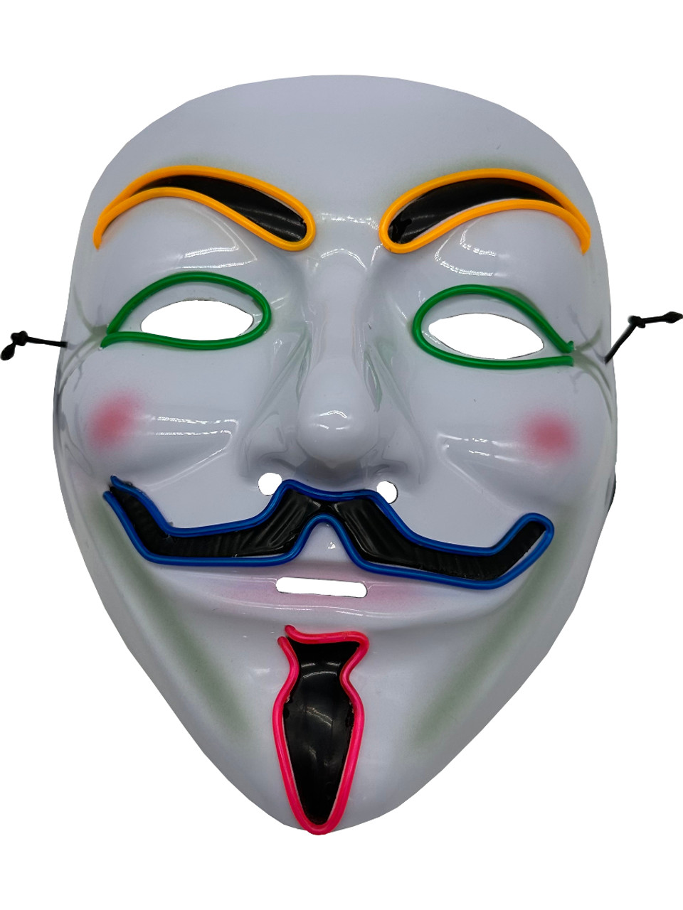 Fawkes Mask With 4 Color Party Wire El Light Up Yellow Green Blue Red