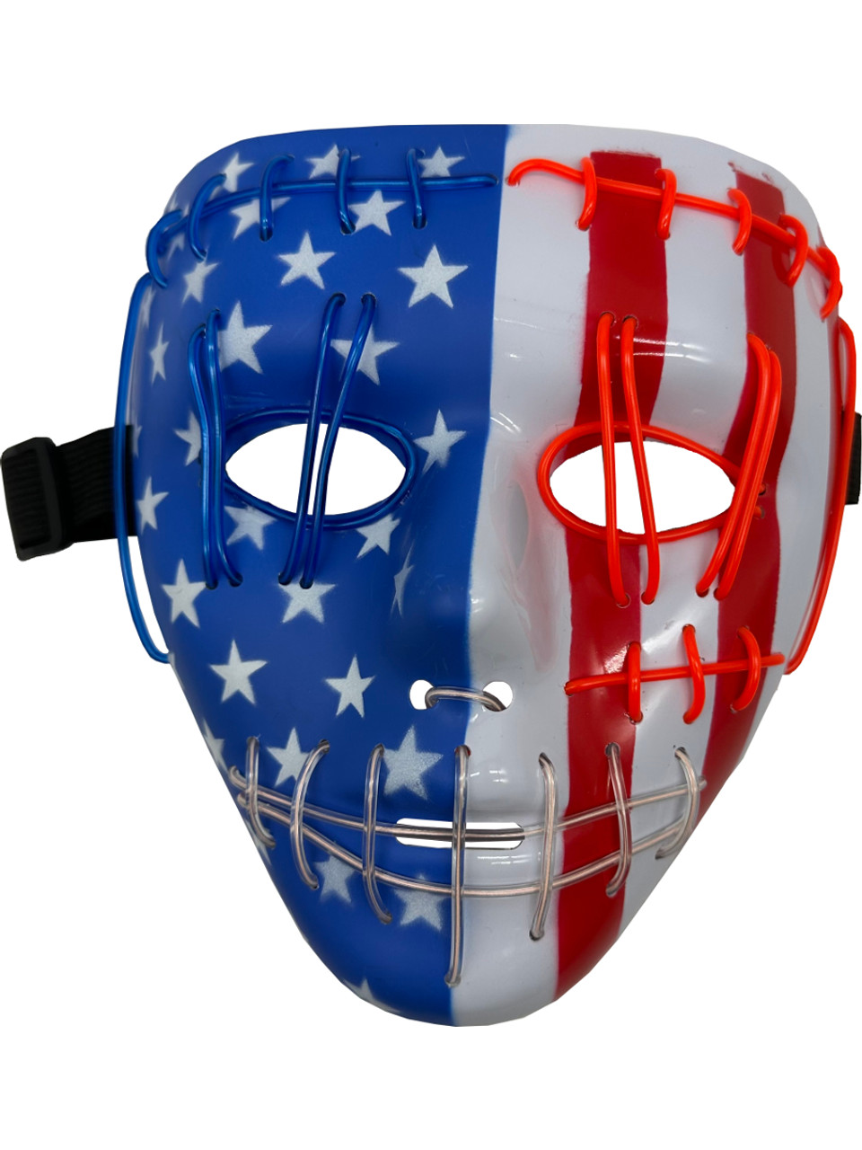American Flag Mask With 3 Color Red White Blue Party Wire El Light Up