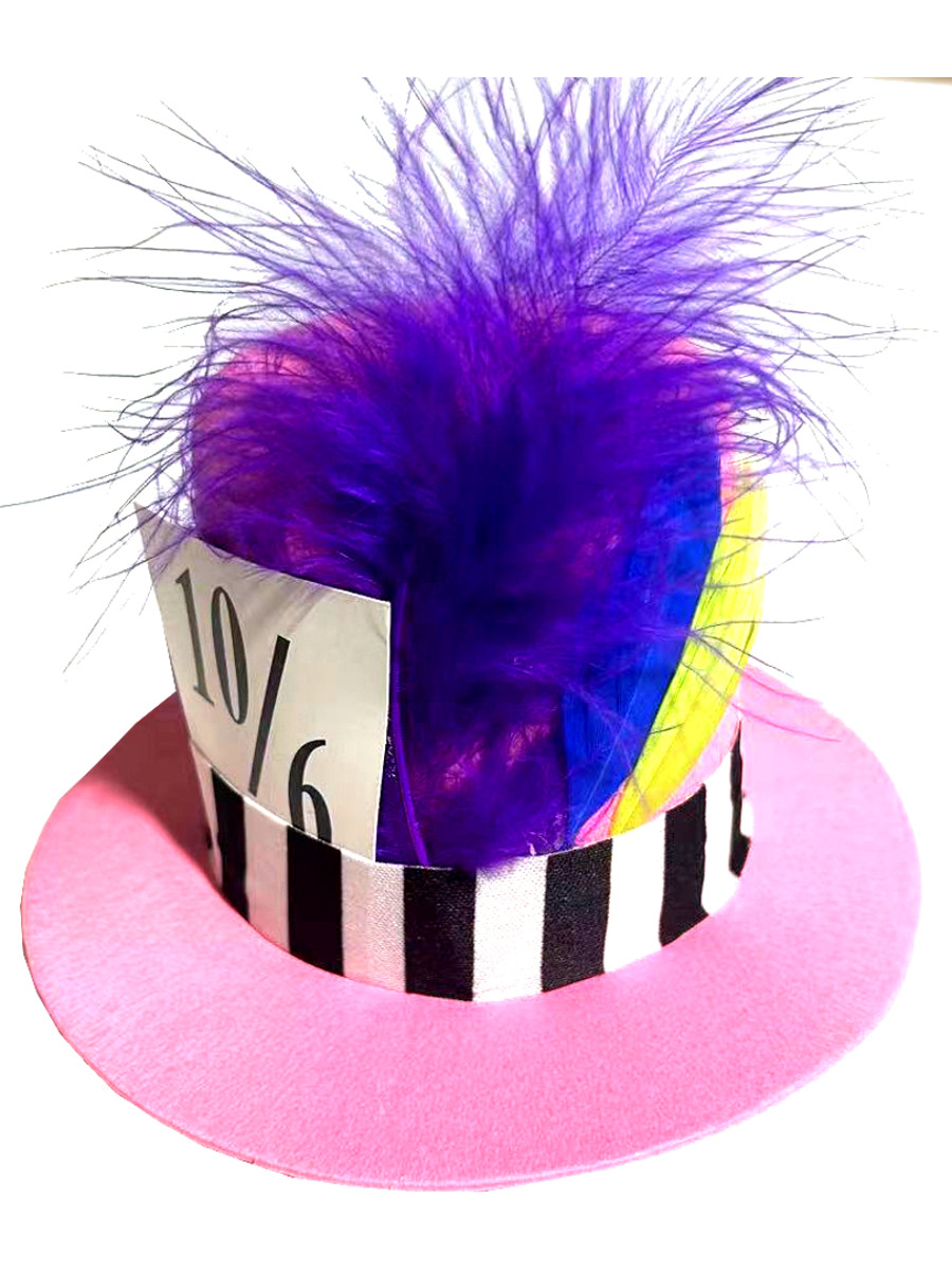 Pink Mad Hatter Mini Top Hat Headband Costume Accessory