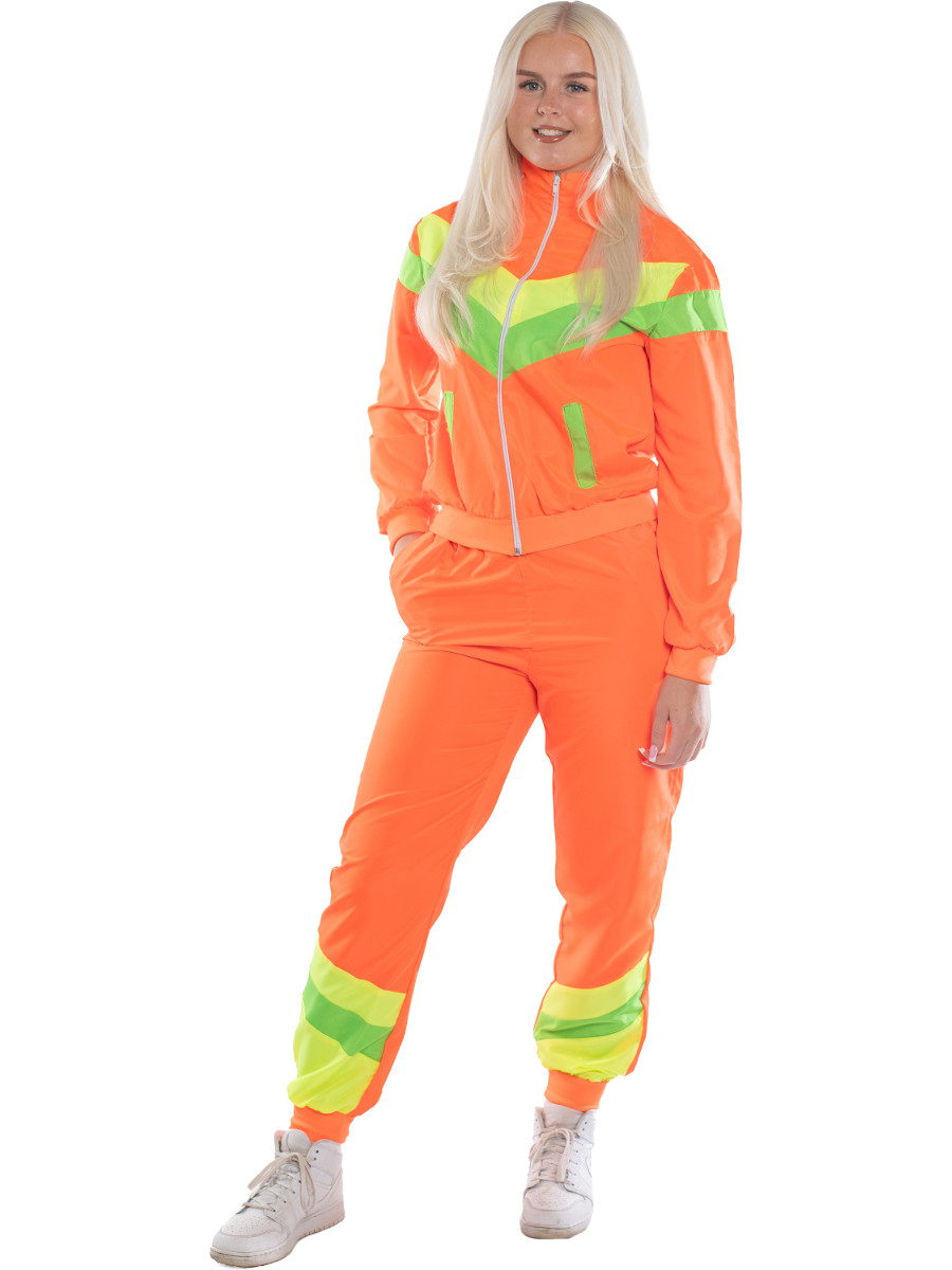 80s Neon Orange Shell Suit Women's Costume