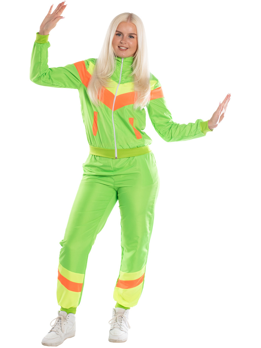 80s Neon Green Shell Suit Women's Costume