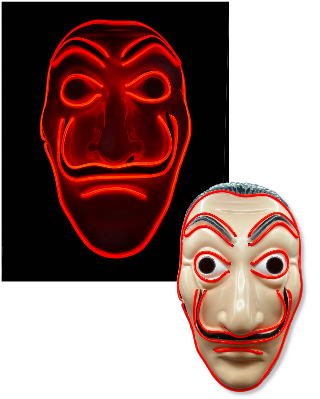 Party Wire Light Up Red Salvador Dali Heist Mask Costume Accessory