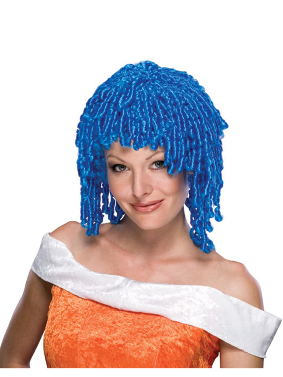 Turquoise Blue Curly Cutie Rag Doll Yarn Wig