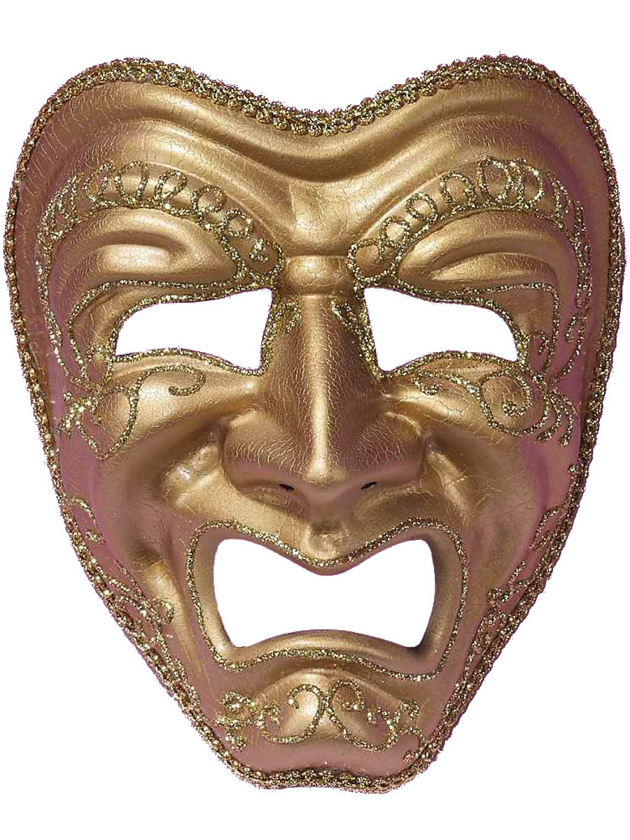 Gold Sad Tragedy Mask
