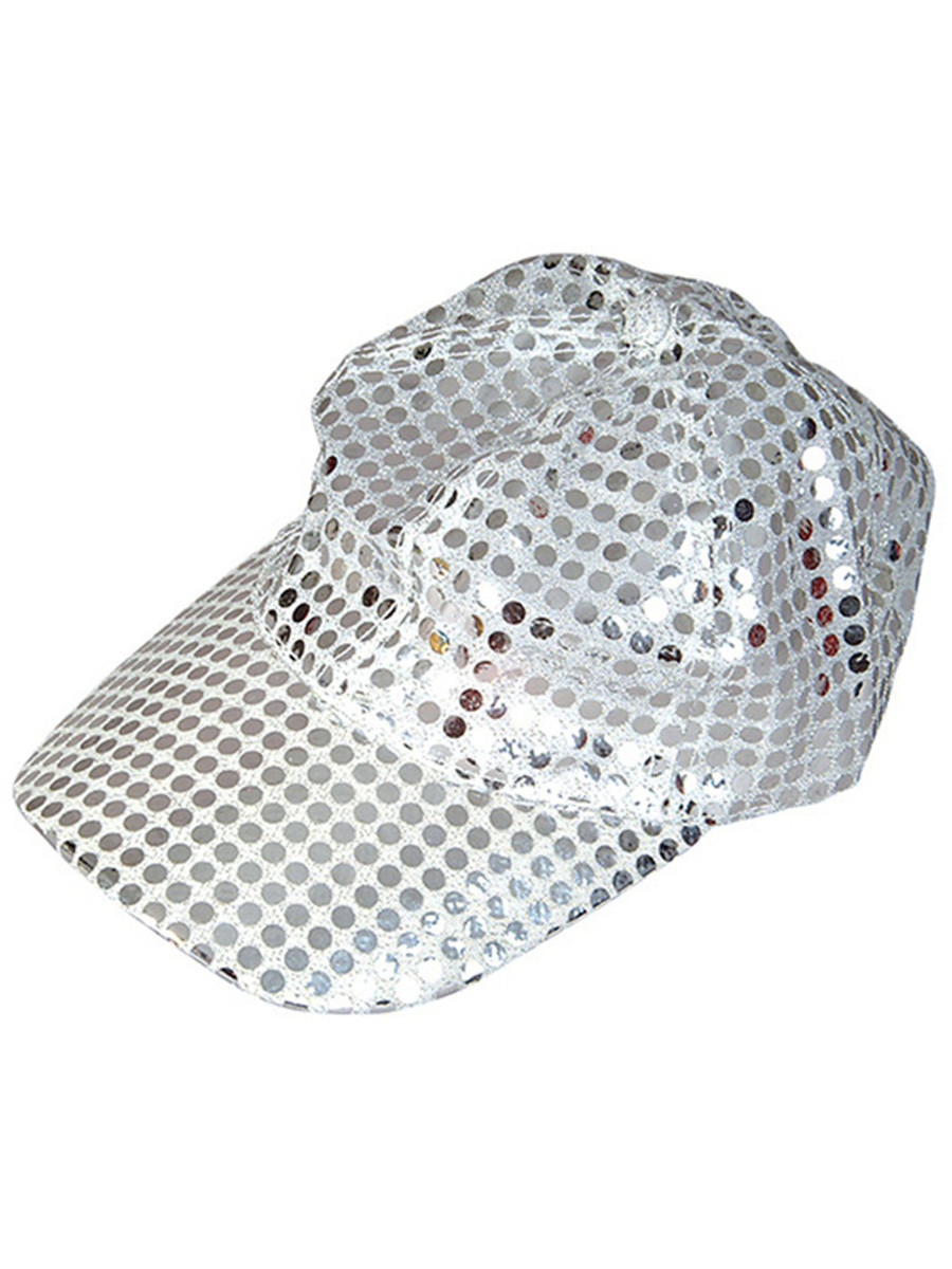 Adult's Silver Sequin Baseball Cap