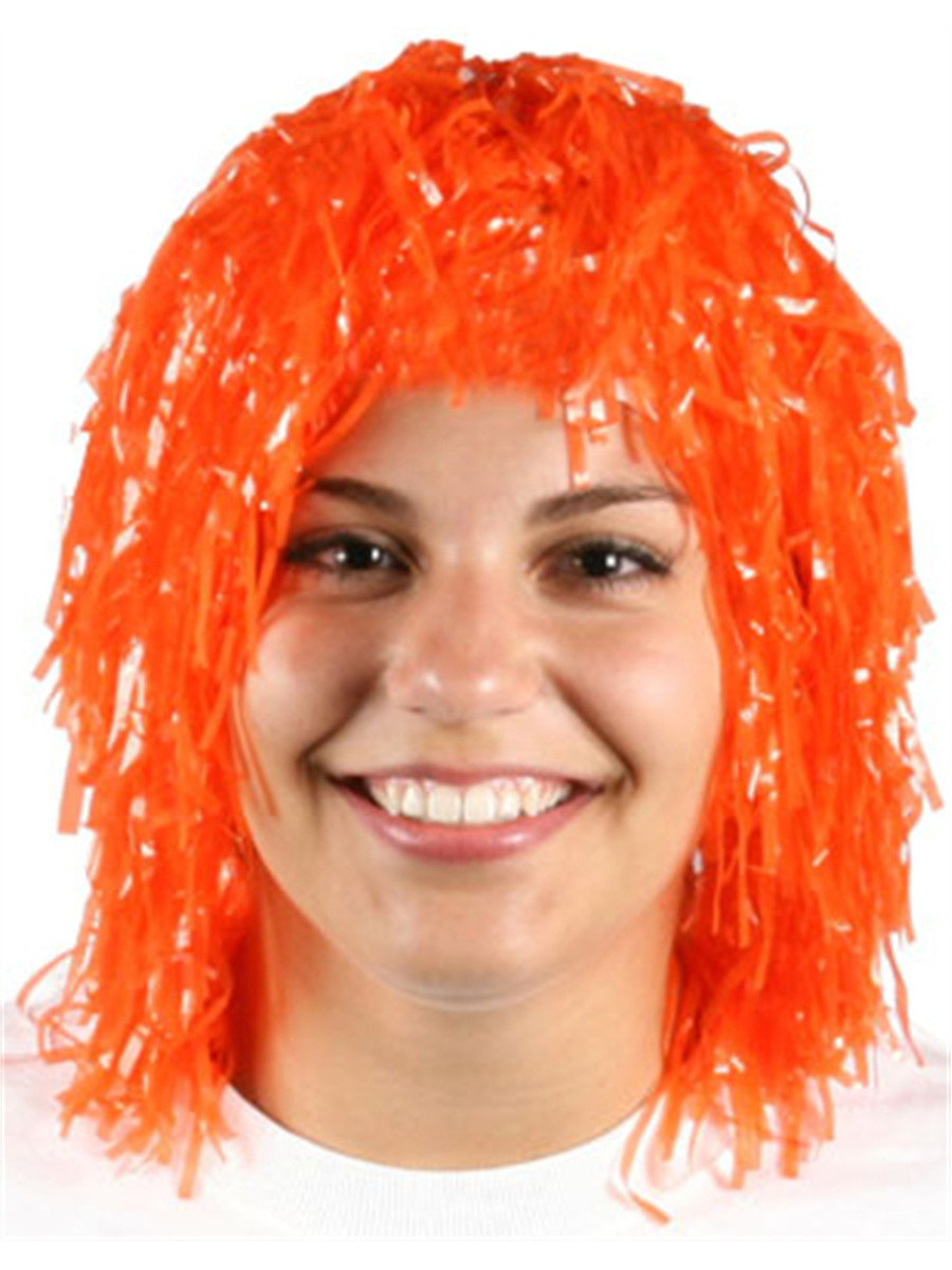 Adult or Kids Economy Orange Foil Tinsel Costume Wig