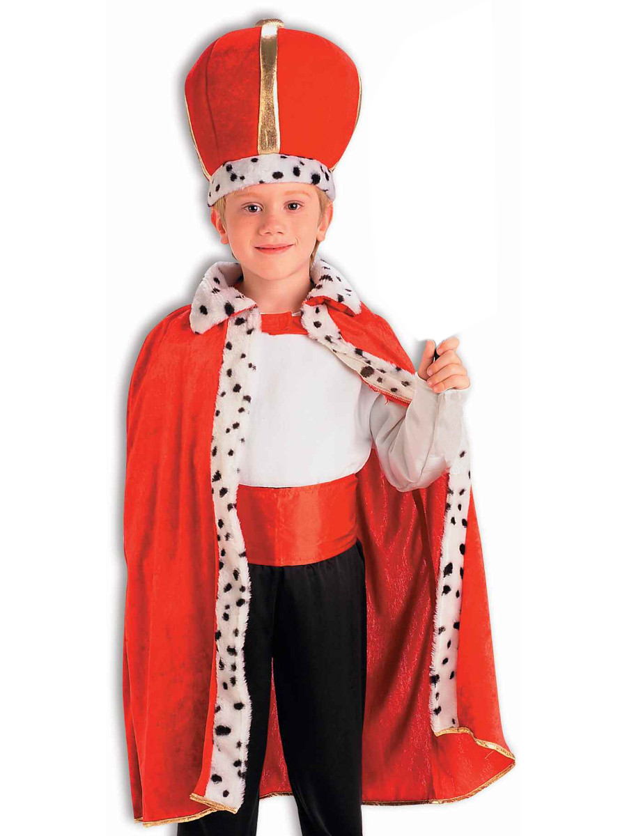 Kid's Red King Robe And Crown Set