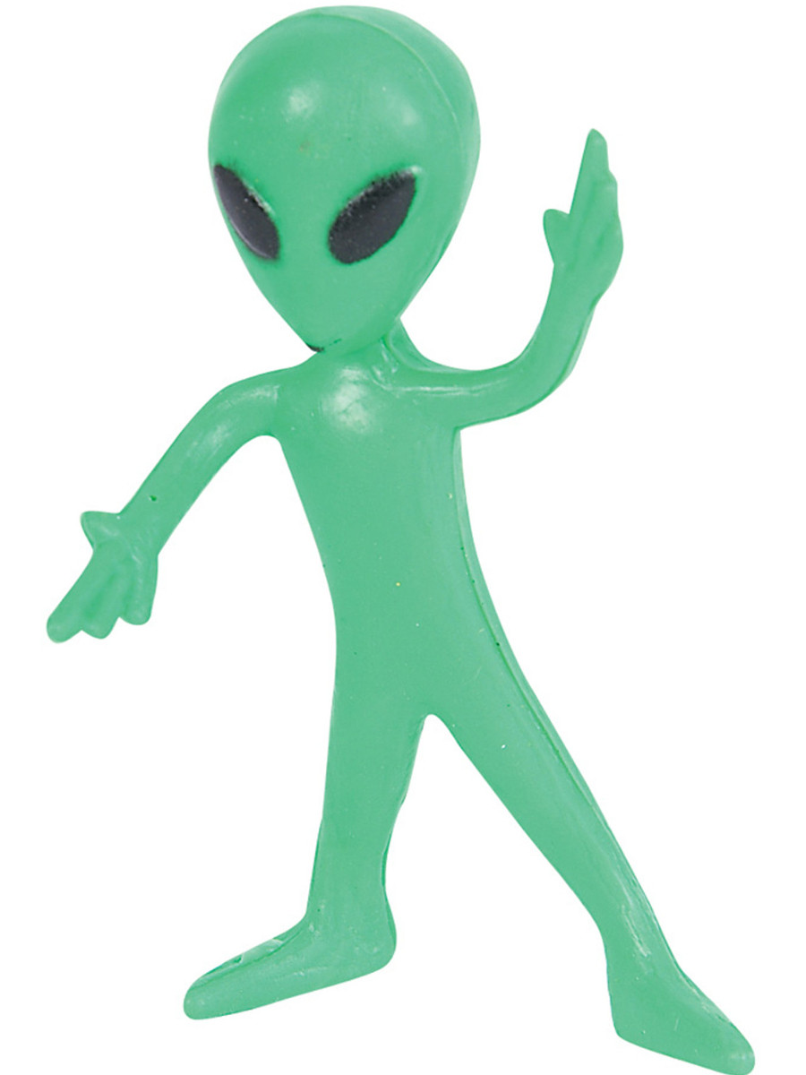 12 Green Bendable Alien Toy Party Favors
