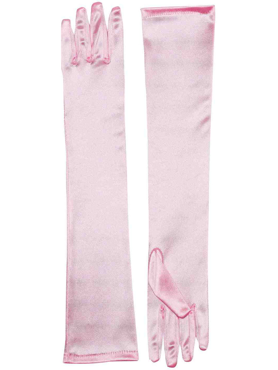 Adult's Deluxe Pink Satin Opera Gloves