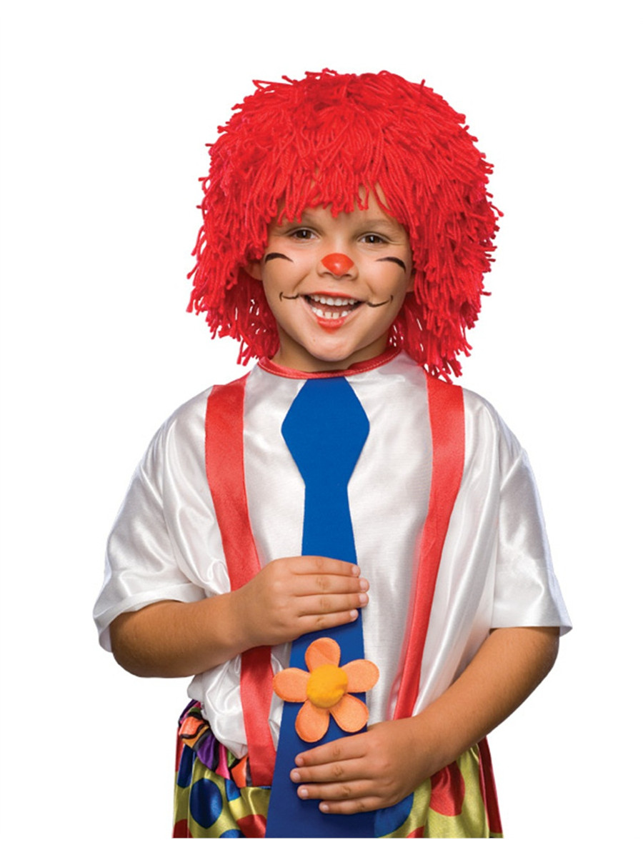 Kid's or Adult's Unisize Red Clown Costume Yarn Wig