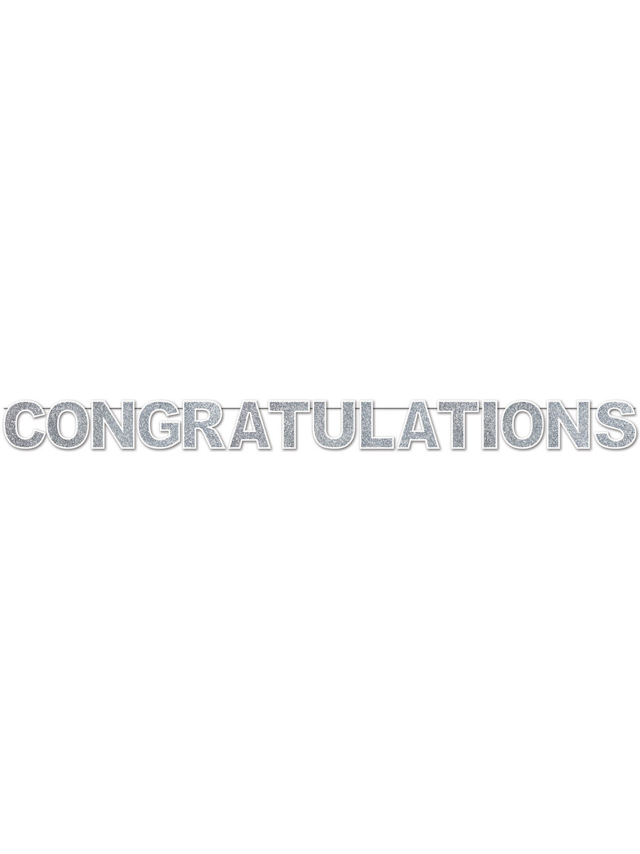 Silver Glittered Congratulations Streamer
