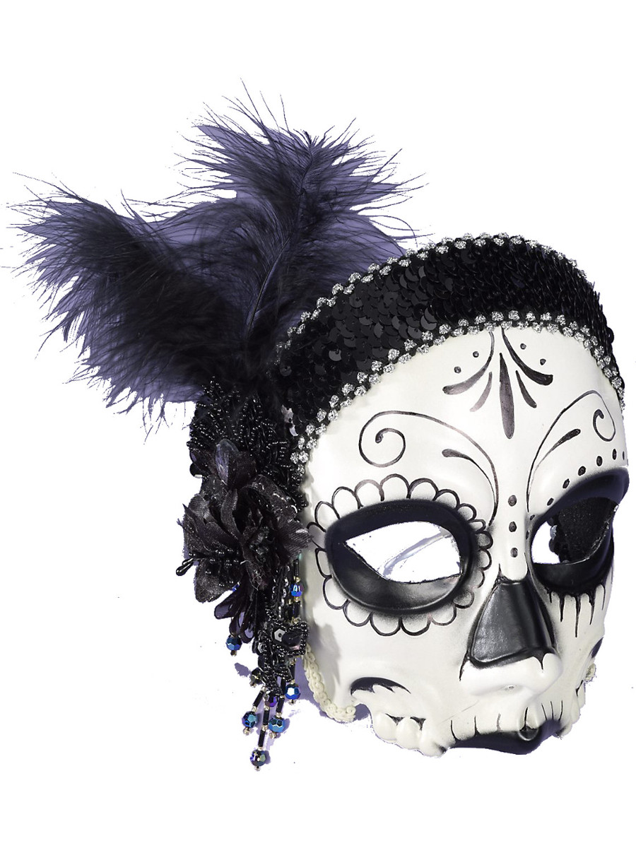 Day of the Dead Half Skull Mask