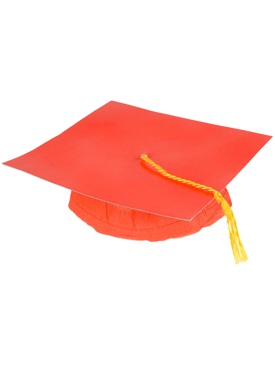 Adult's Red Grad Cap Hat With Tassel