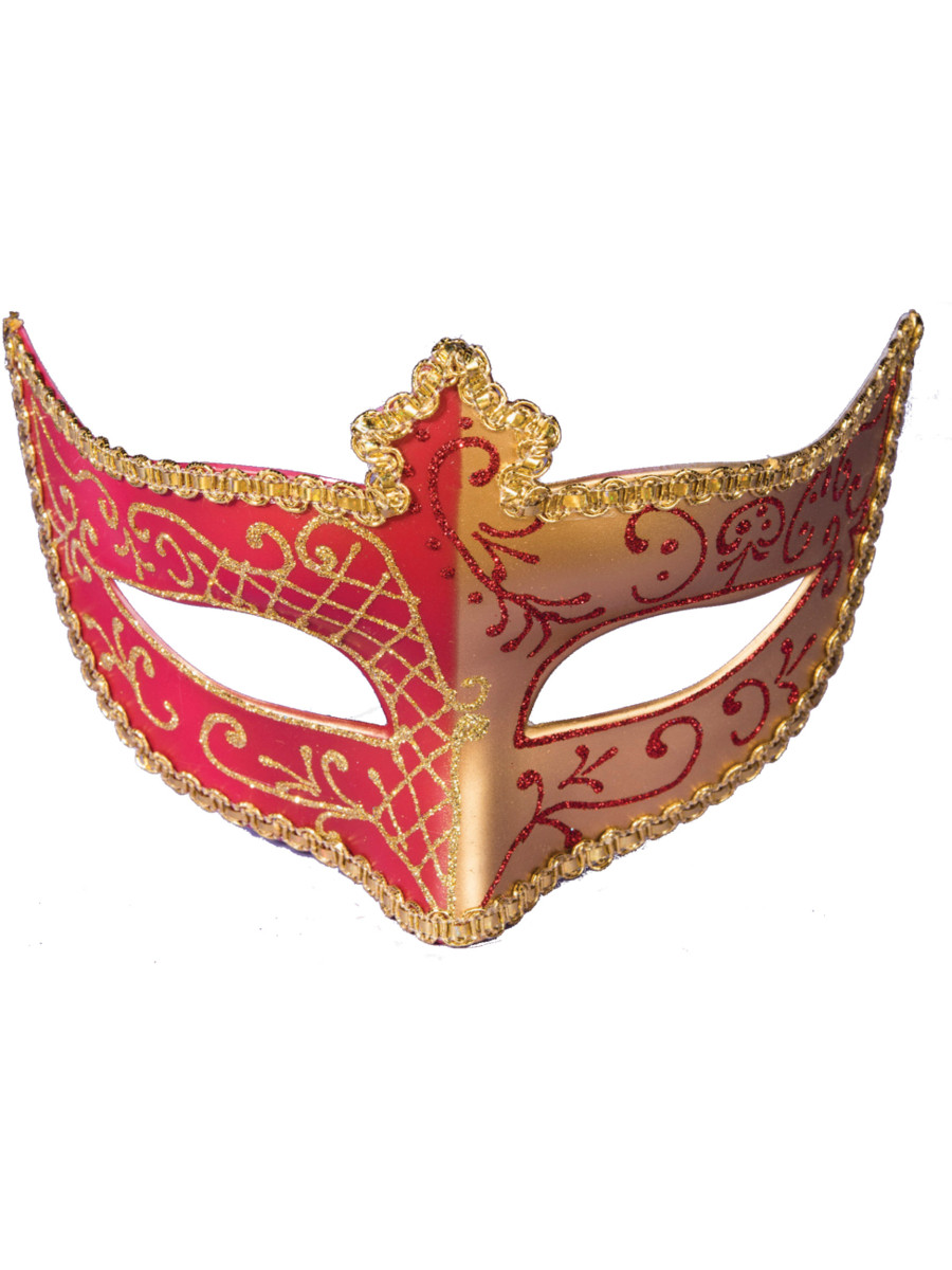 Red and Gold Trim Half Mask