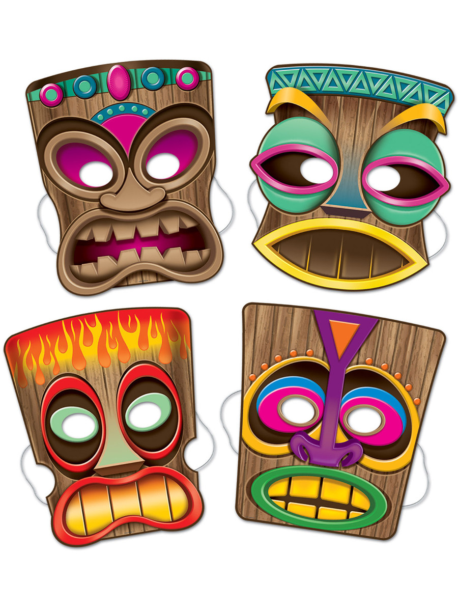Set of 4 Tiki Masks