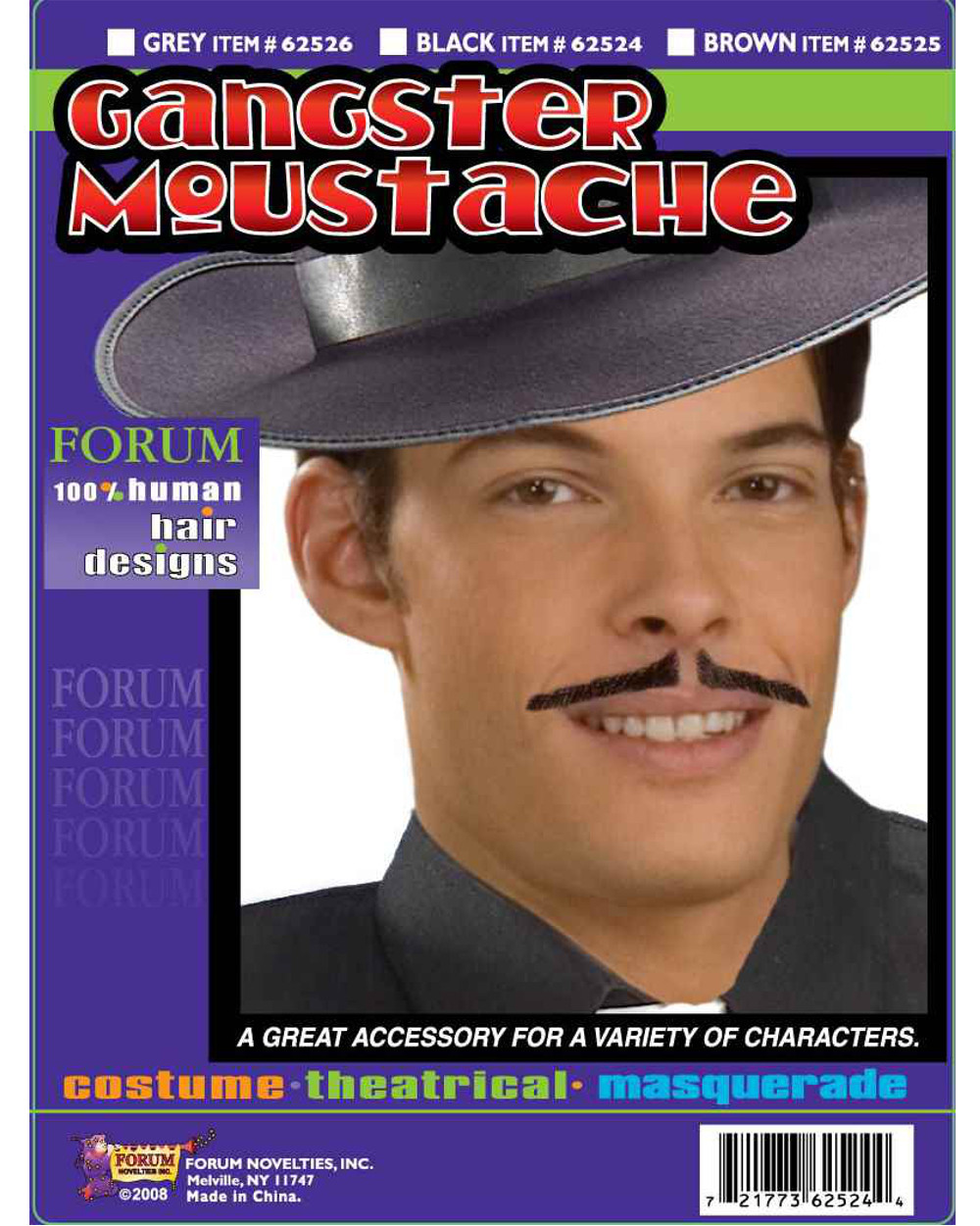 Grey Pinstripe Gangster Mustache
