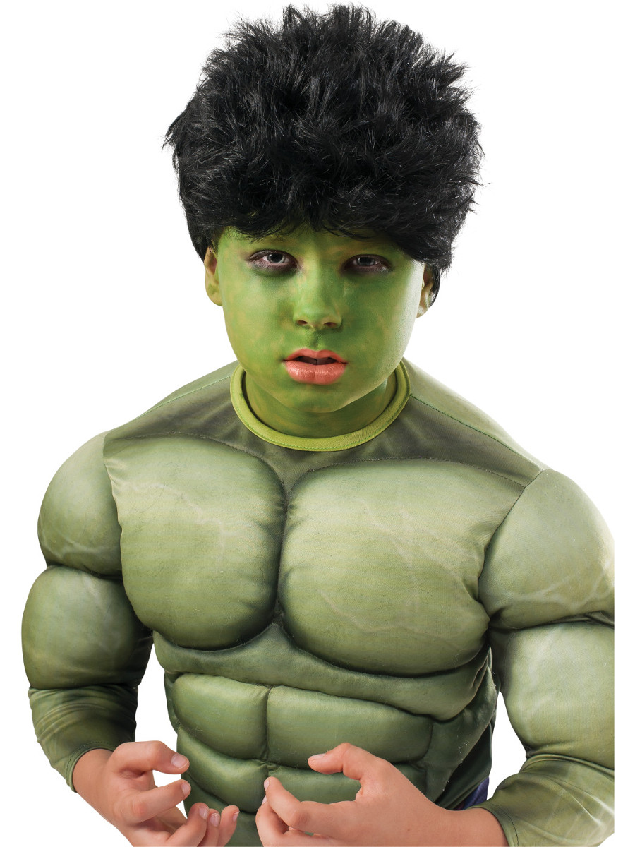 Childs Hulk Wig And Makeup Kit