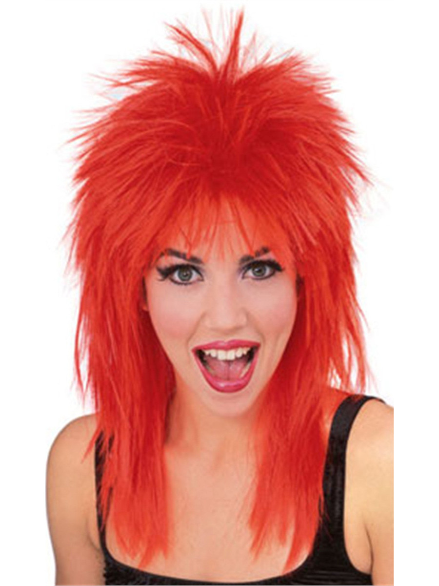 Deluxe Adult Red Spike Punk Rock Super Star Costume Wig