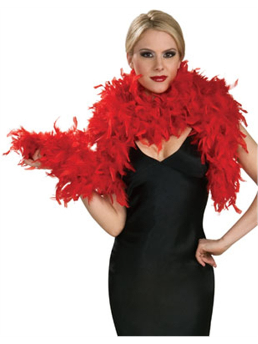 Deluxe 133g Red Flapper Costume Turkey Feather Boa