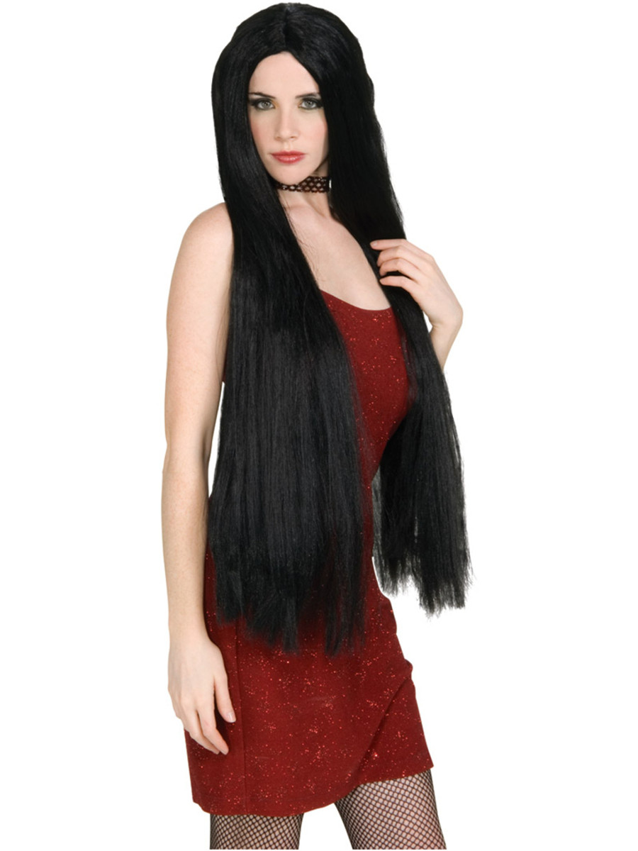 36" Long Black Witch Wig