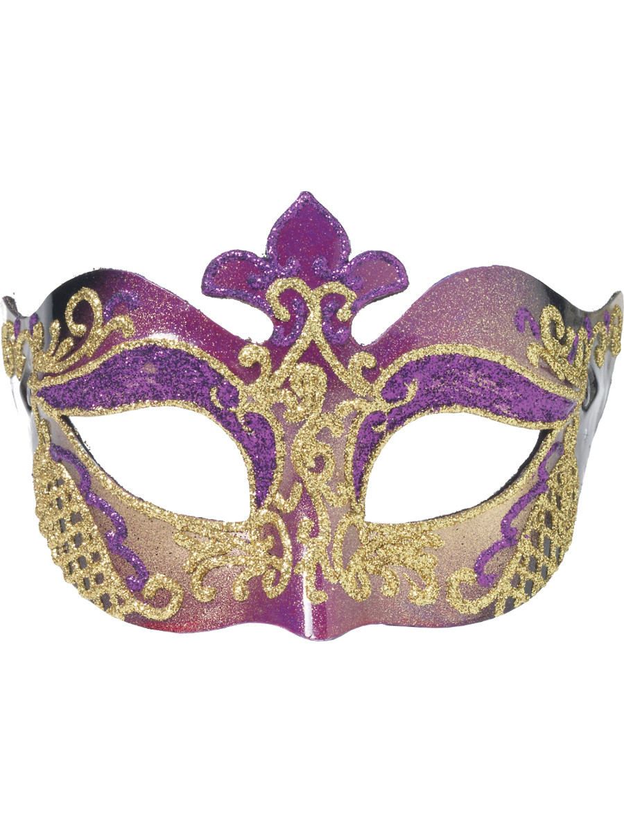 Deluxe Purple And Gold Venetian Mask