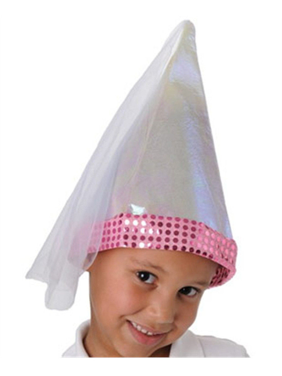 White Renaissance Princess Costume Hat With Pink Sequins
