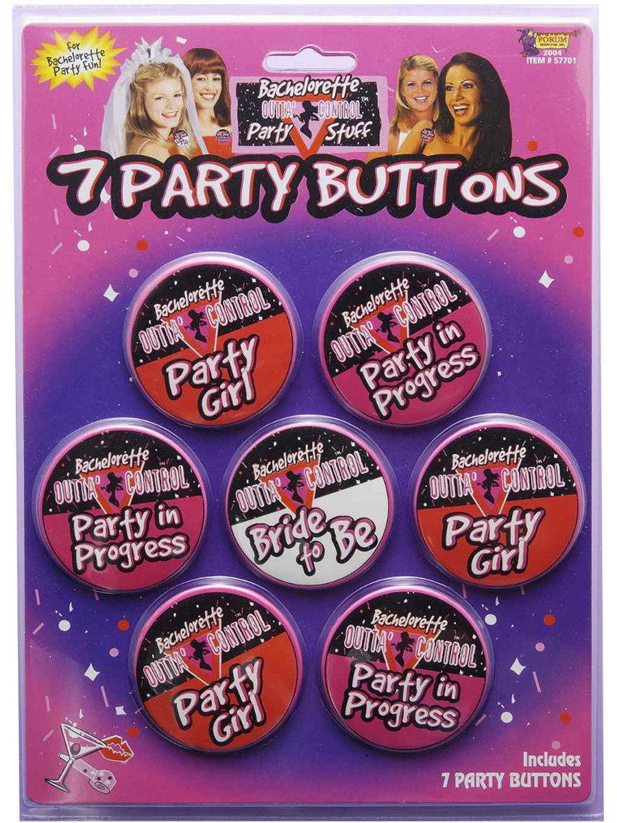 Set of 7 Bachelorette Buttons