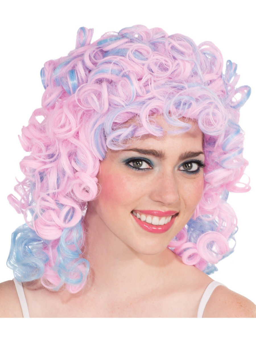 Women's Pink and Blue Cotton Candy Curl Wig