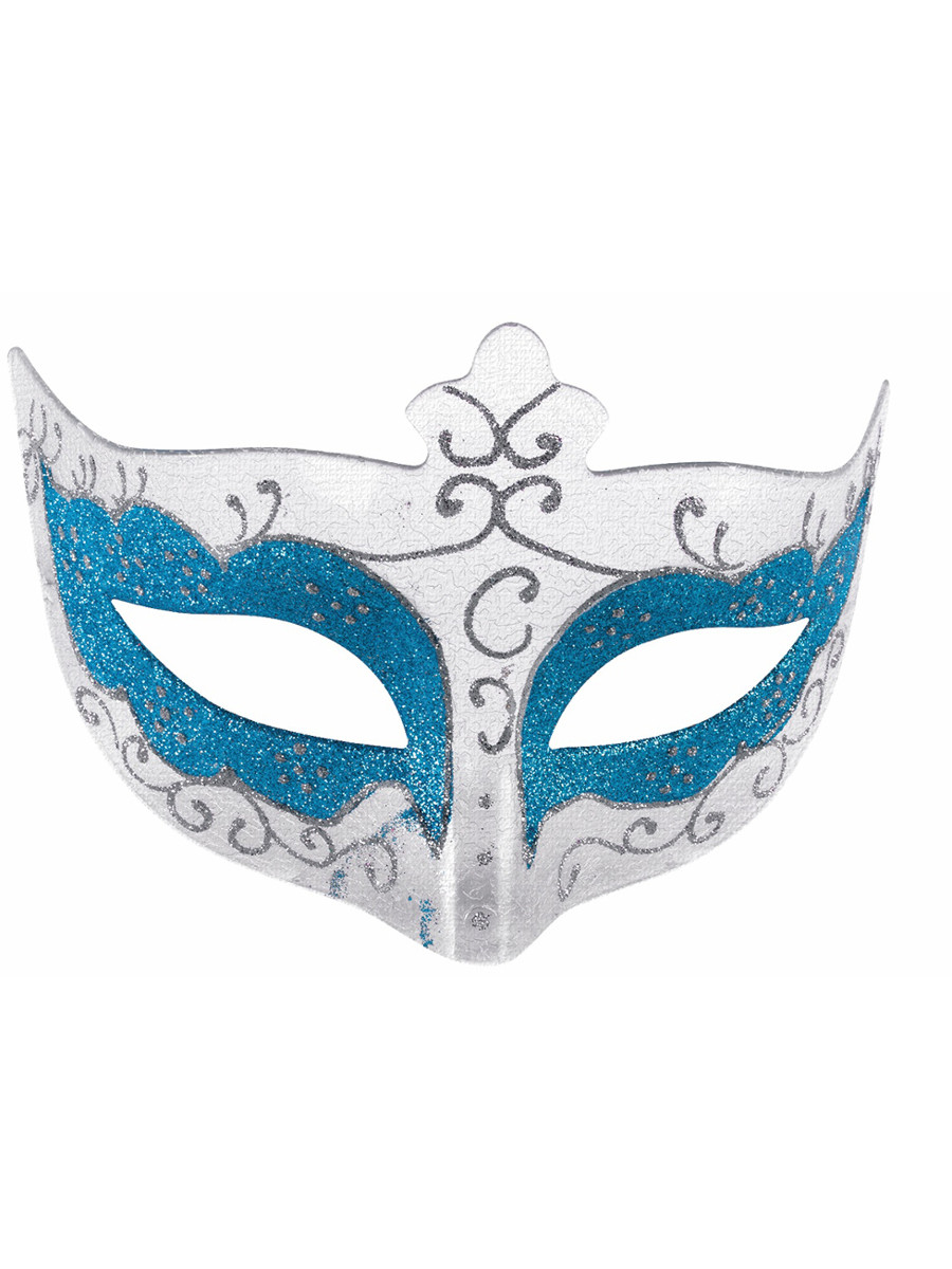 Clear and Blue With Silver Trim Half Mask