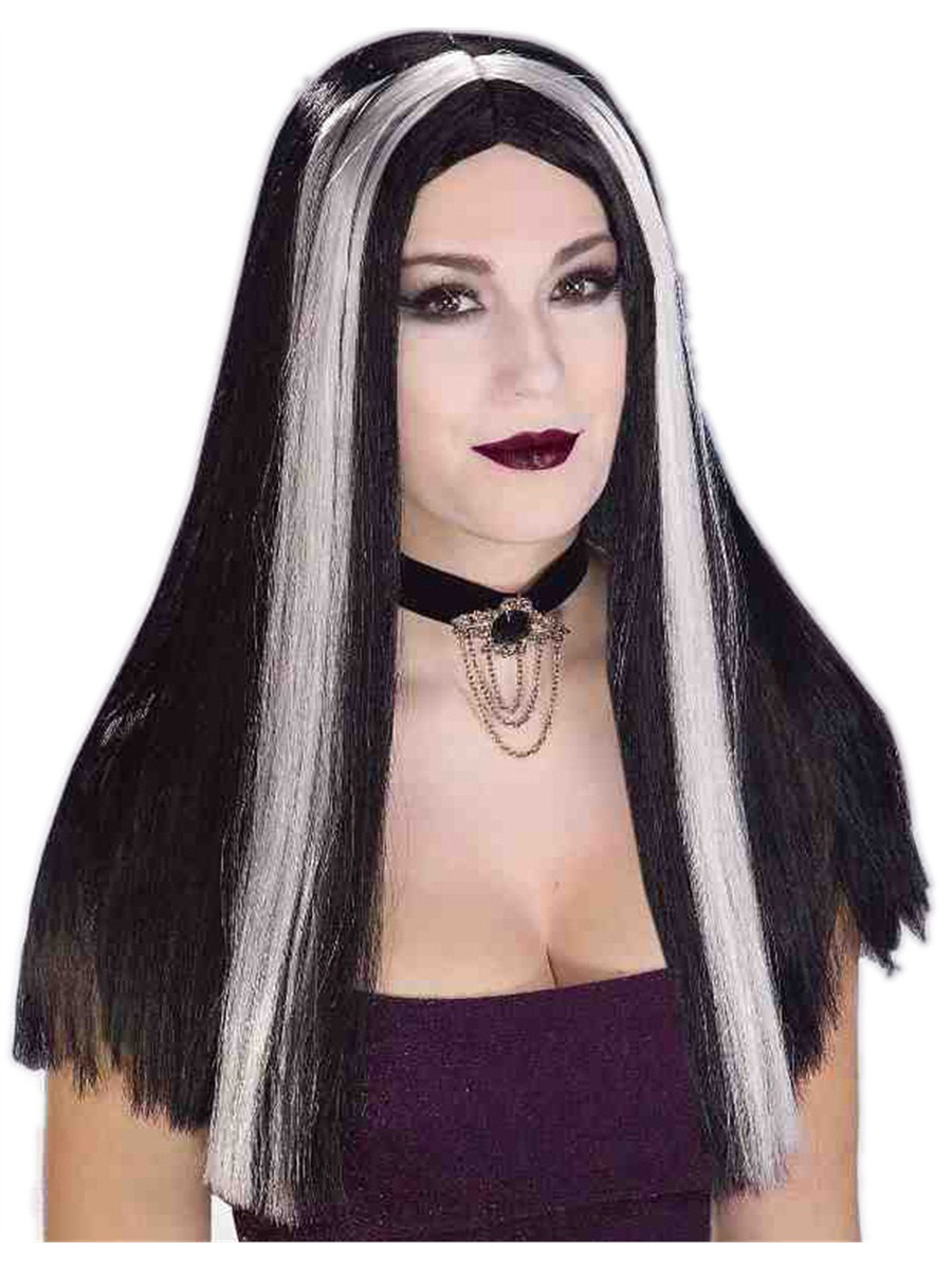Long Black and Grey Witch Wig