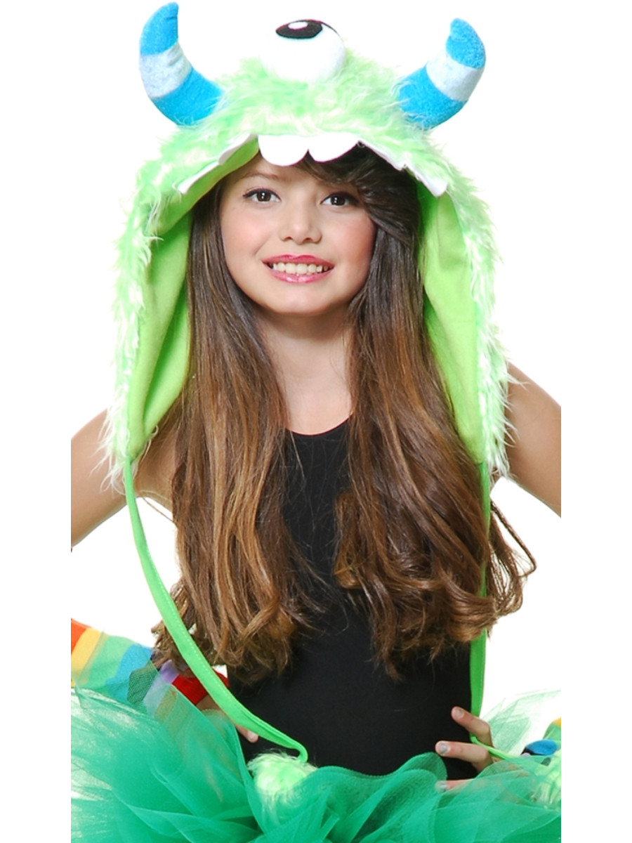 Deluxe Green Furry Cyclops Monster Hood - Child's