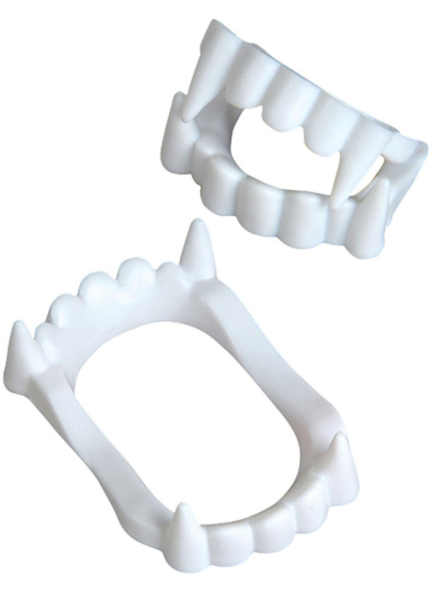 Set of 12 White Plastic Vampire Fangs