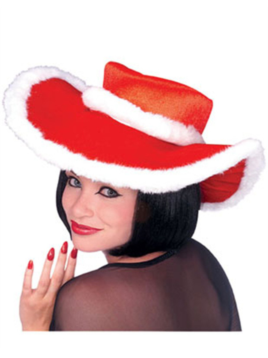 Pimp-Daddy Santa Cowboy Fur Trim Stetson Christmas Hat