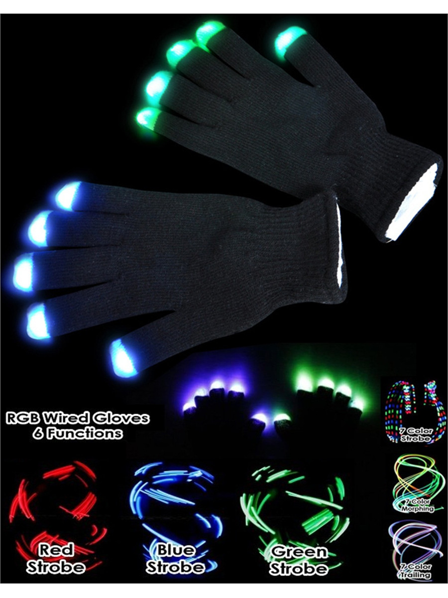 Adult's Black Flashing LED Rave Gloves