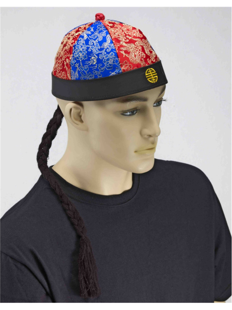 Adult's Oriental Asian Coolie Hat with Braid